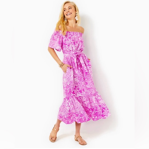 Lilly Pulitzer | Dresses | Lilly Pulitzer Isbell Offtheshoulder Linen ...